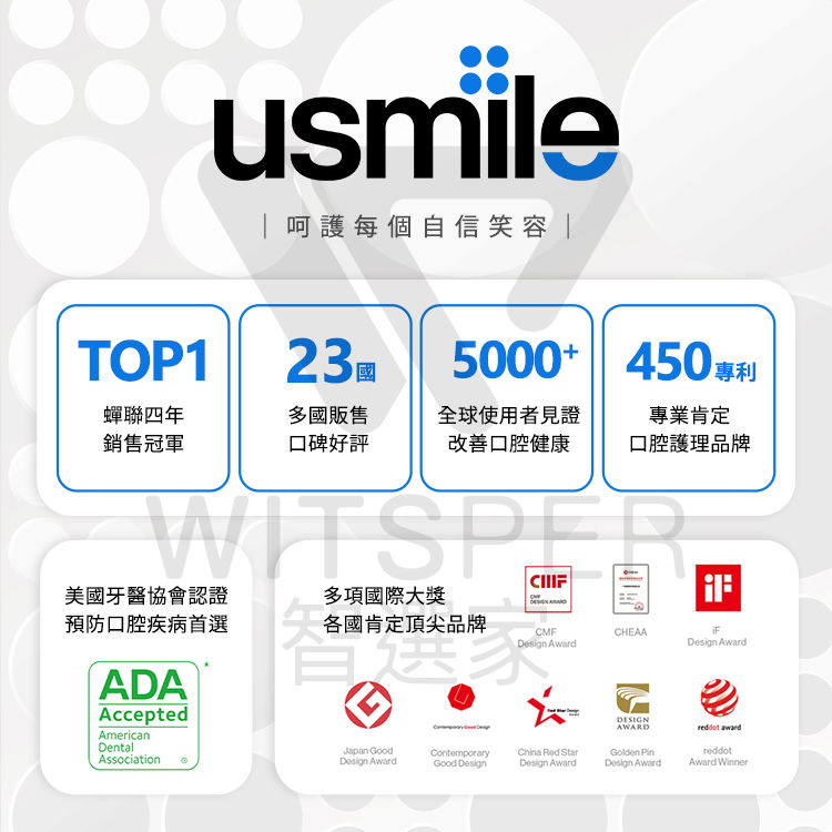 usmile 電動牙刷緩震替換刷頭|亮白清潔 護齒健康|WitsPer智選家